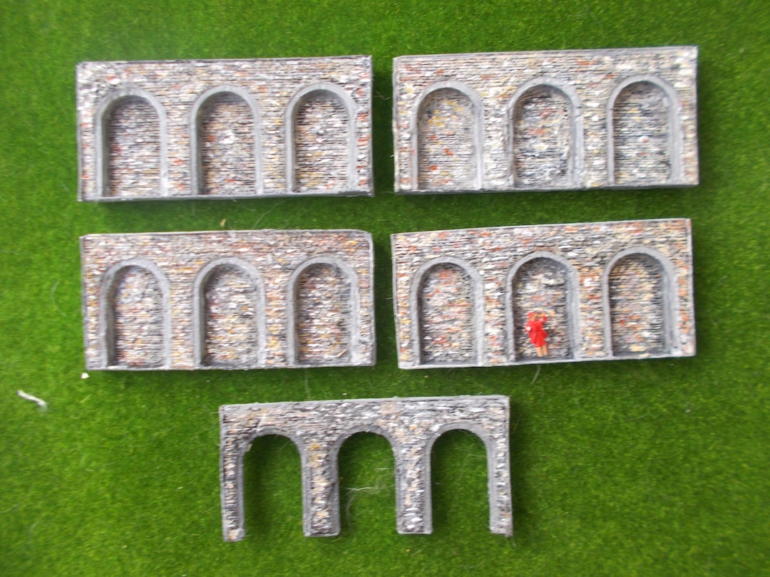 Lot 5 Retaining Walls Arches1/87 Ho Scale Wall Brick 12cmx5,5cm Arch ...