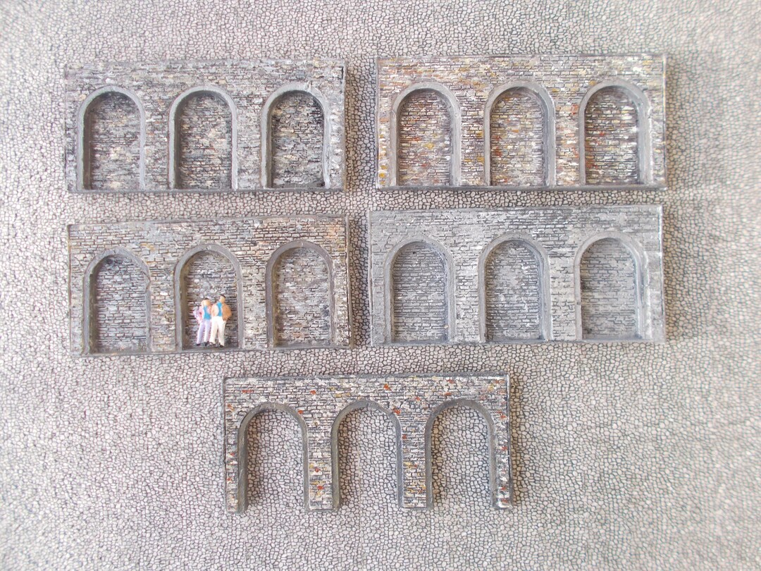 Lot 5 Retaining Walls Arches1/87 Ho Scale Wall Brick 12cmx5,5cm Arch ...