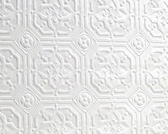 Dollhouse Miniature Ceiling Paper White Embossed Textured 1:12 Scale 17 ...