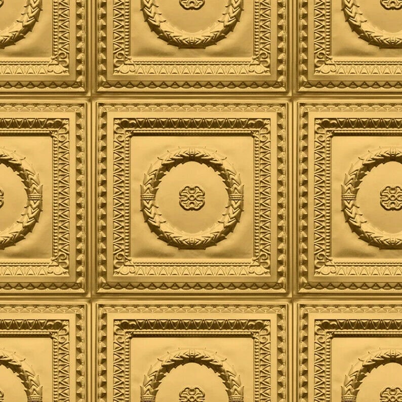 New New 3 Sheets Dollhouse Gold Wood Ceiling Tiles Panels Matt Vinyl ...