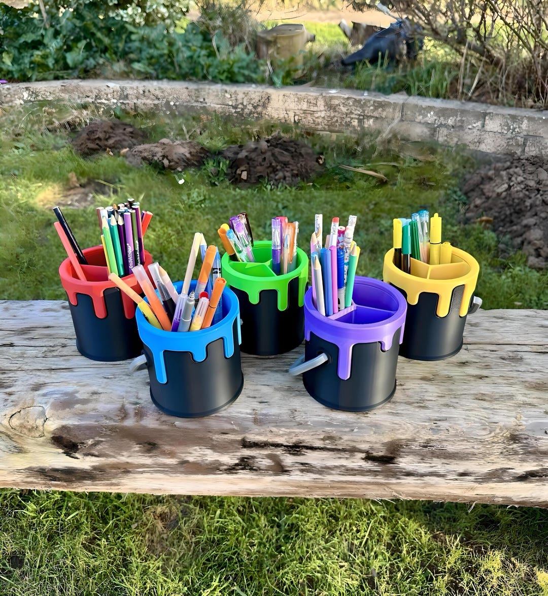 Drippy Paint Bucket Pen Holder STL File | 3D Printable Desk Decor - Etsy