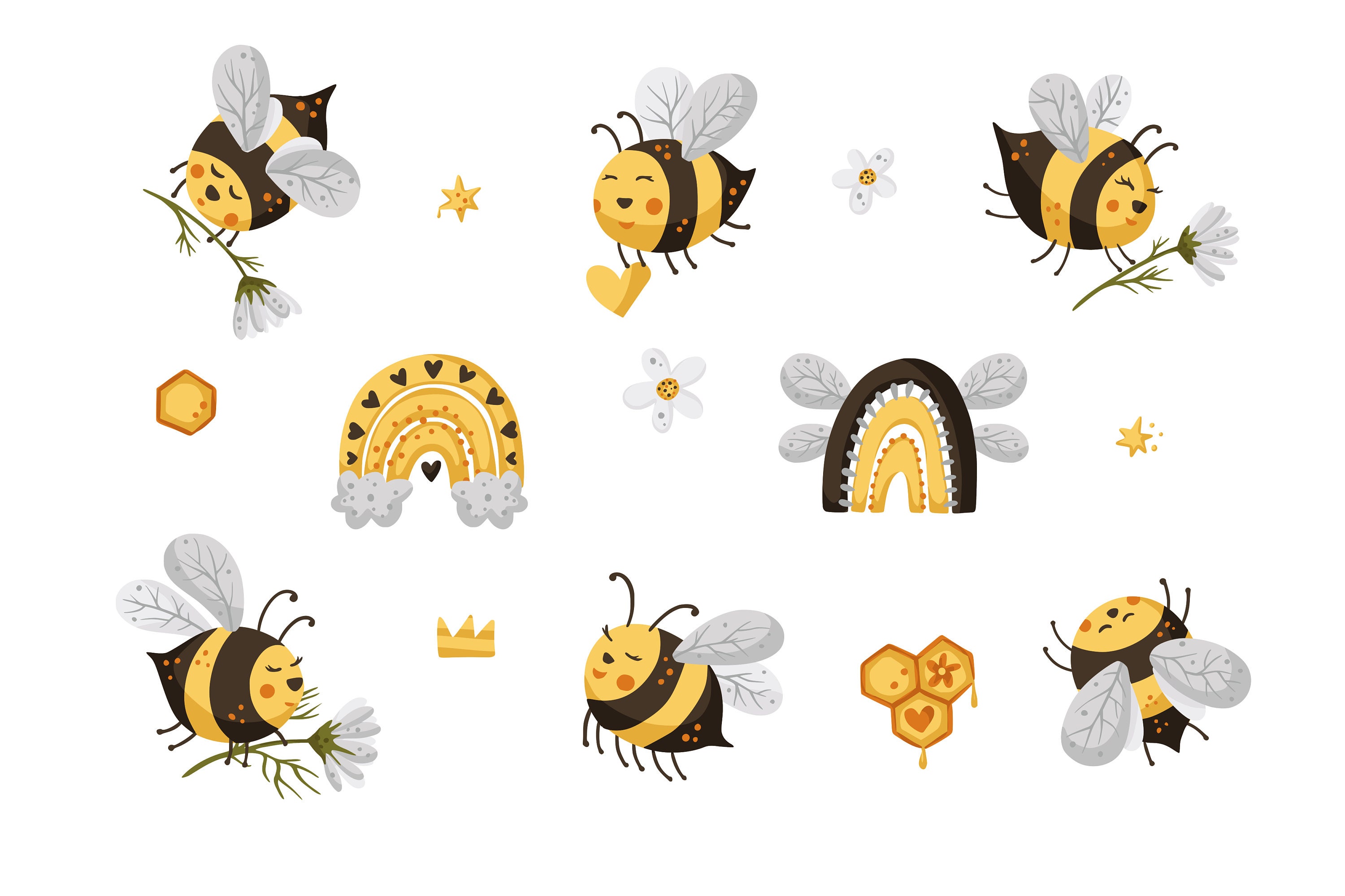 20x Bee Svg Bundle, Bee Png, Honeycomb Svg, Bee Clipart, Queen Bee Svg ...