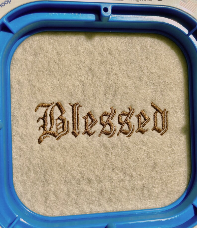 Blessed Embroidery File in Old English Font in DST EMB JEF & - Etsy
