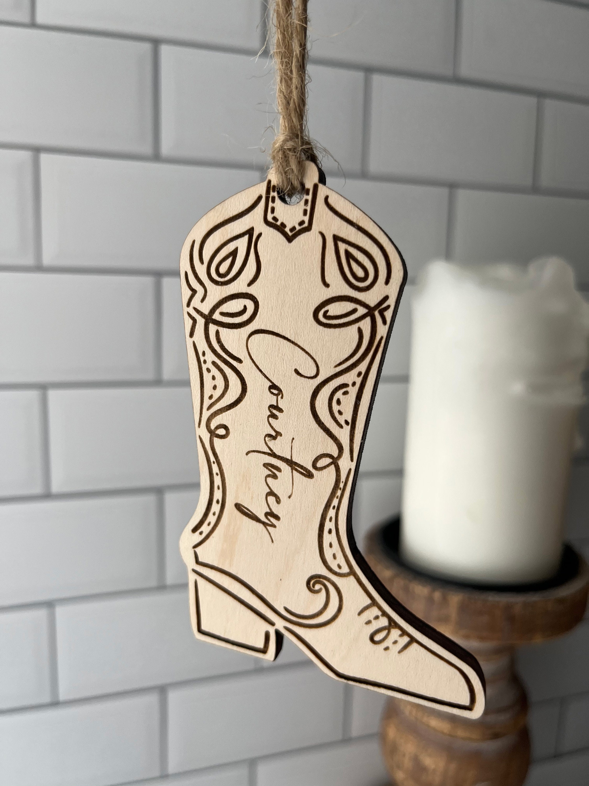 Personalized Engraved Cowgirl Cowboy Boot and Guitar Ornaments - Etsy