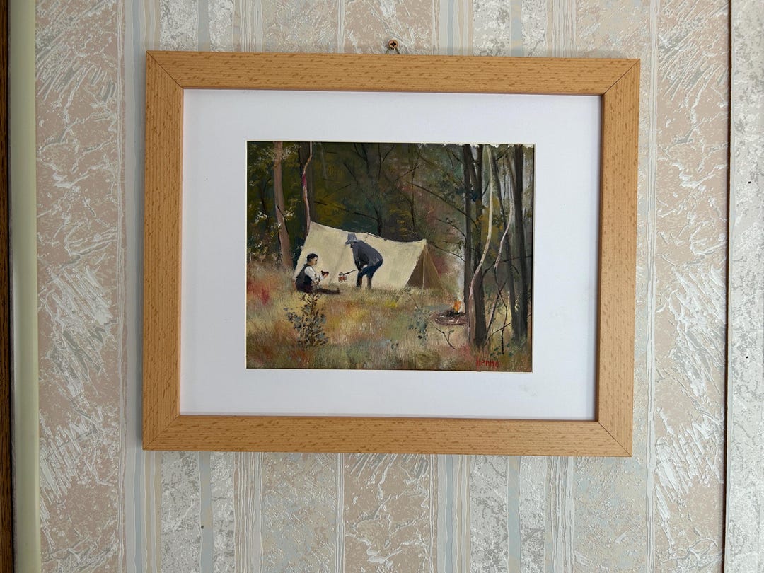ARTIST CAMP IN the Forest | Original Oil Painting on Paper 8x10 ...