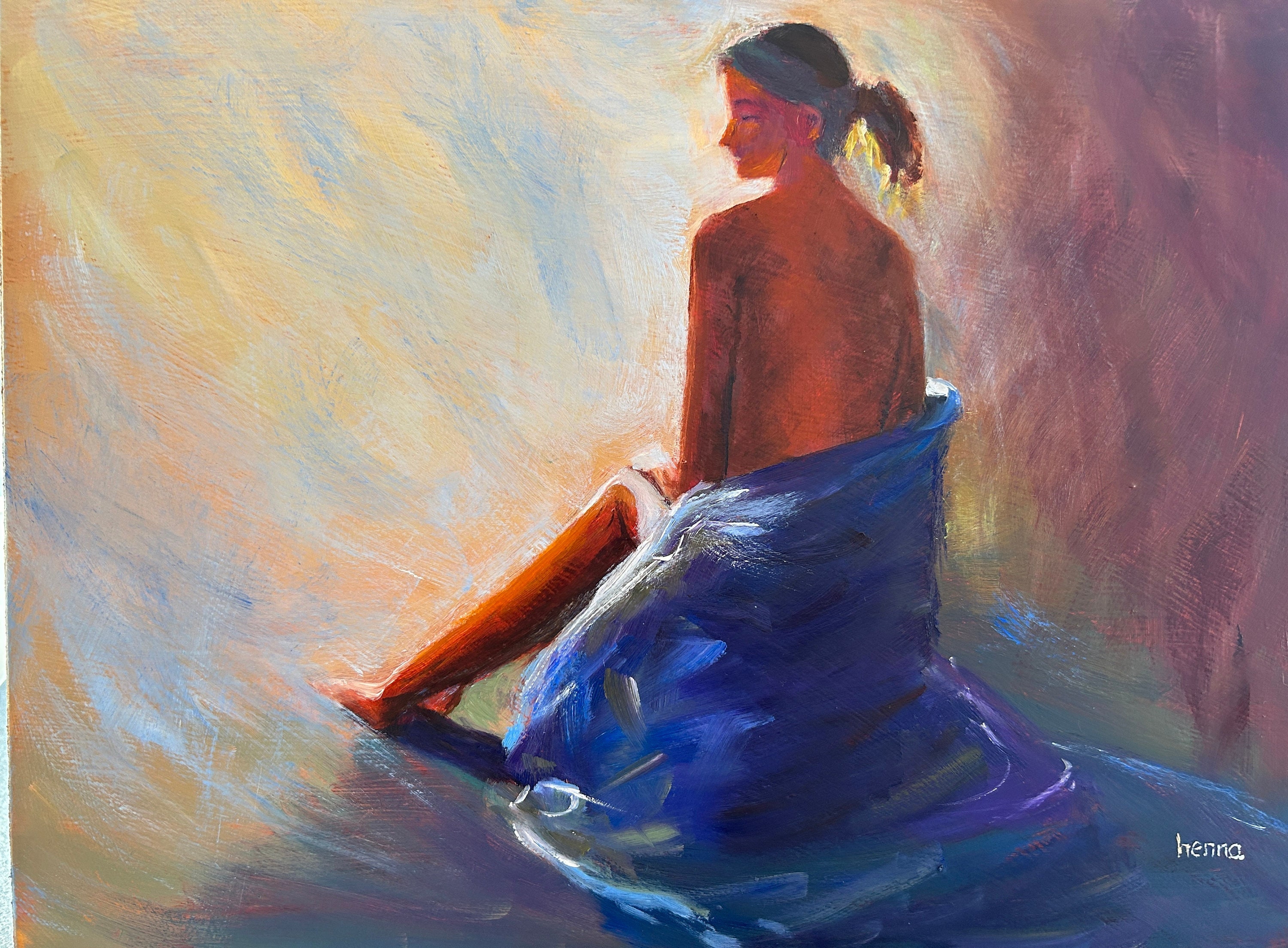 Female Figure Dreams Away in the Morning Sun Oil Painting on Wood Board 16 X 12 Etsy UK