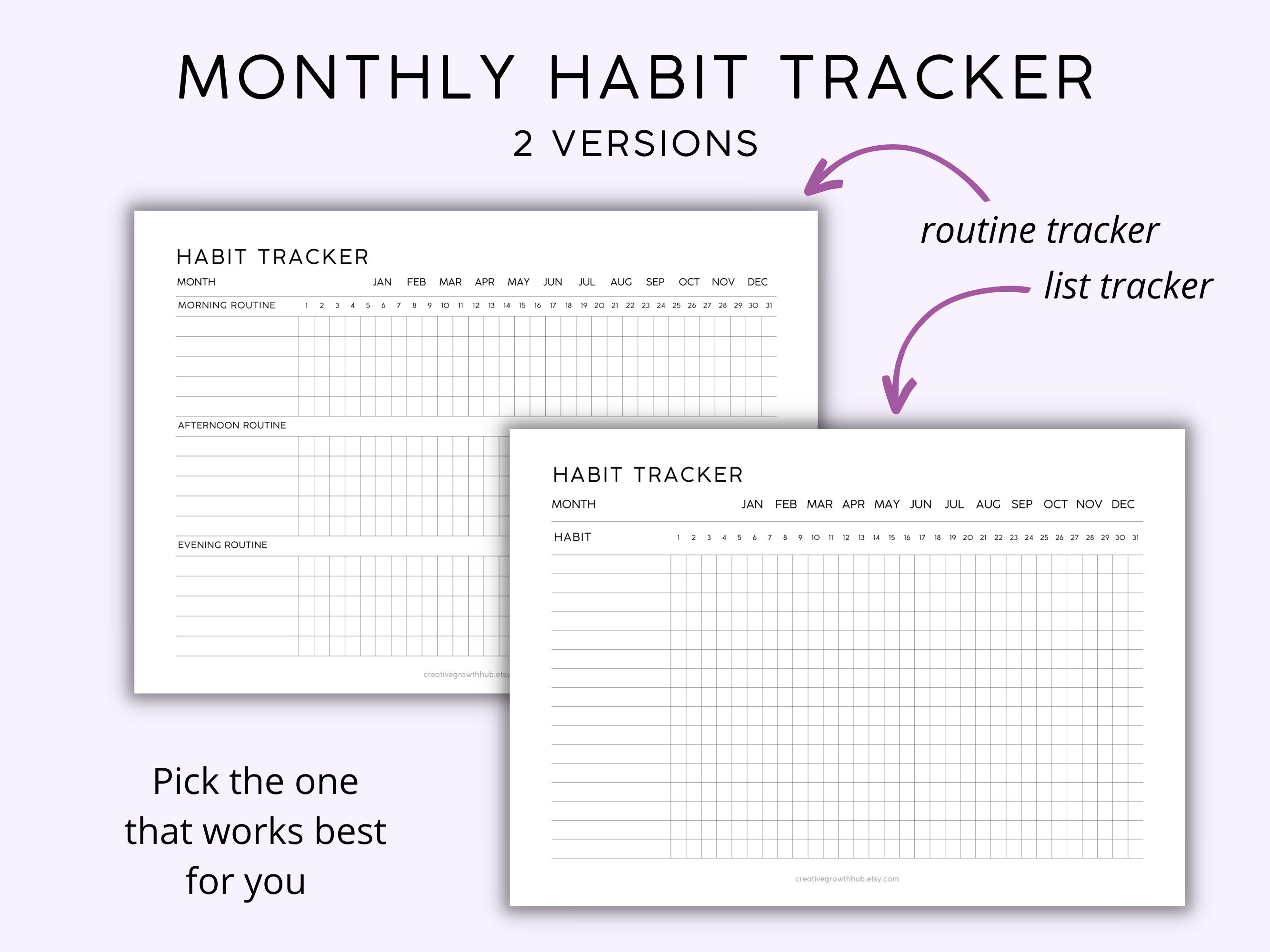 Habit Tracker Printable | Monthly Habit and Routine Tracker | Weekly ...