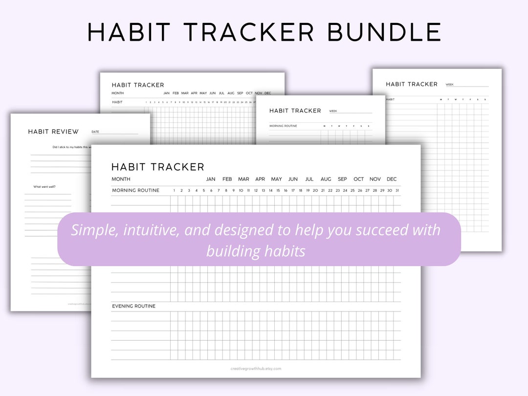 Habit Tracker Printable | Monthly Habit and Routine Tracker | Weekly ...