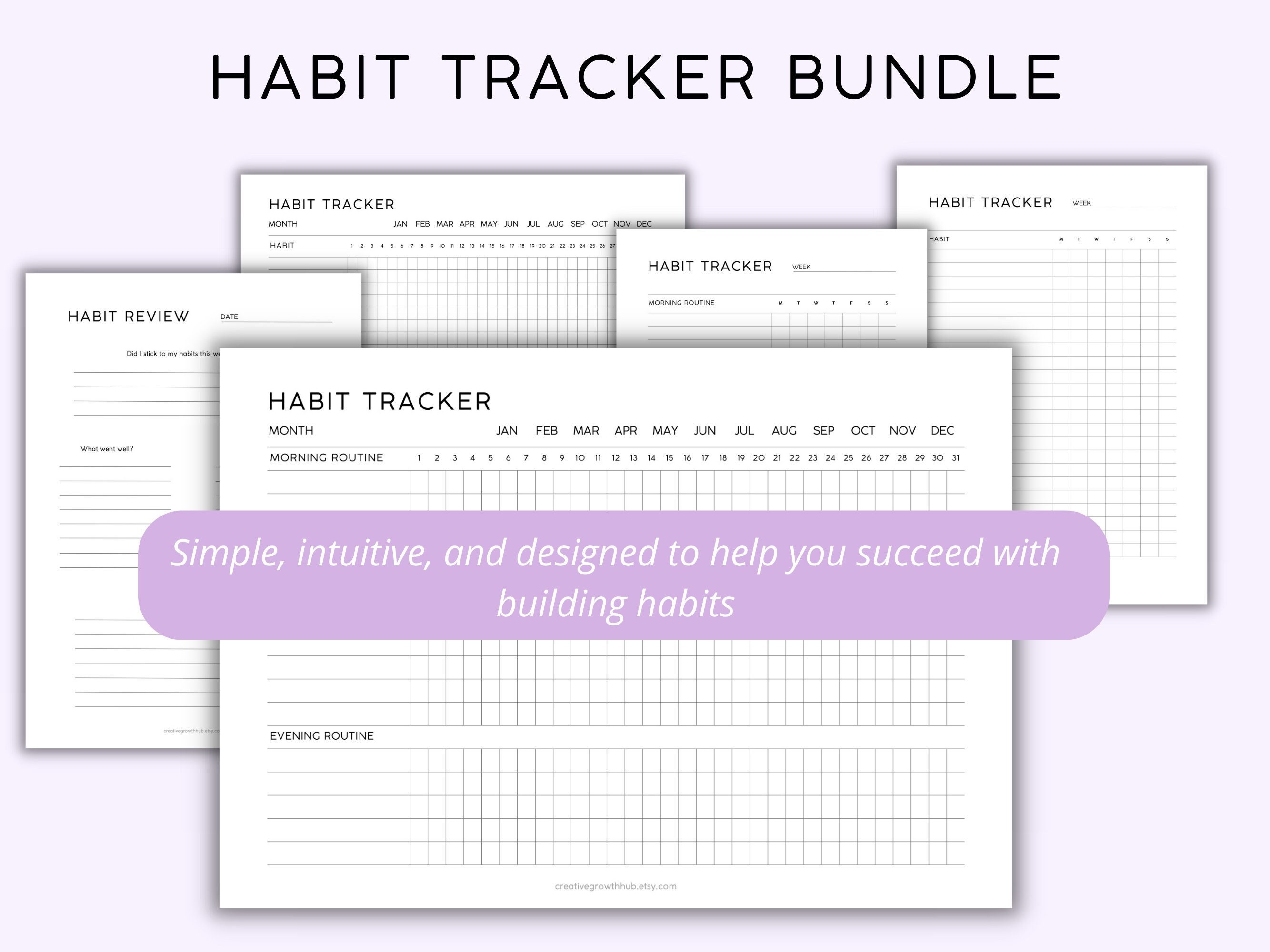 Habit Tracker Printable | Monthly Habit and Routine Tracker | Weekly ...