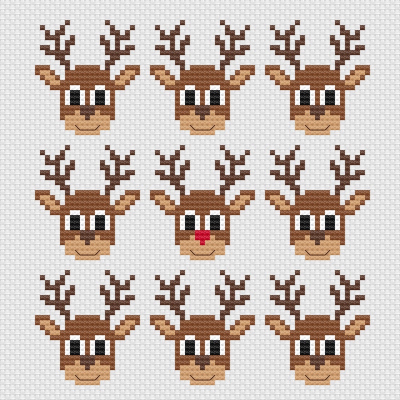 Rudolph Cross Stitch - Etsy