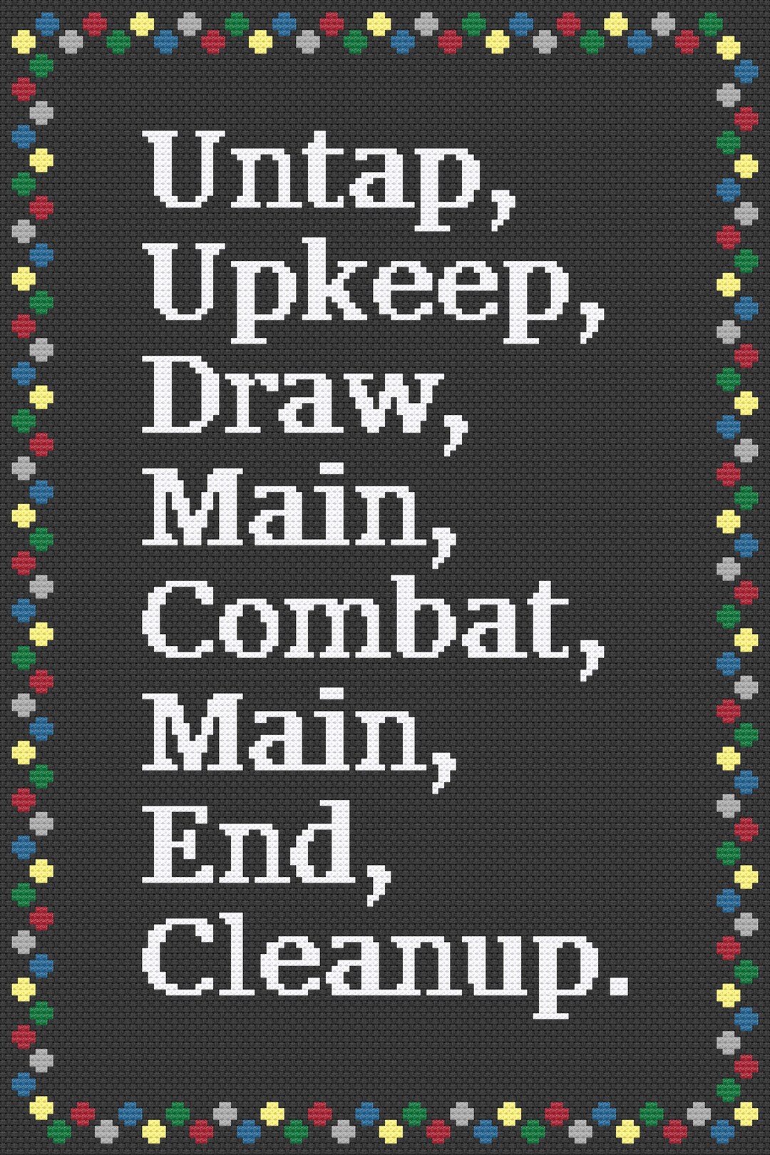 Magic the Gathering MTG Table Top Card Game Turn Order Cross Stitch ...