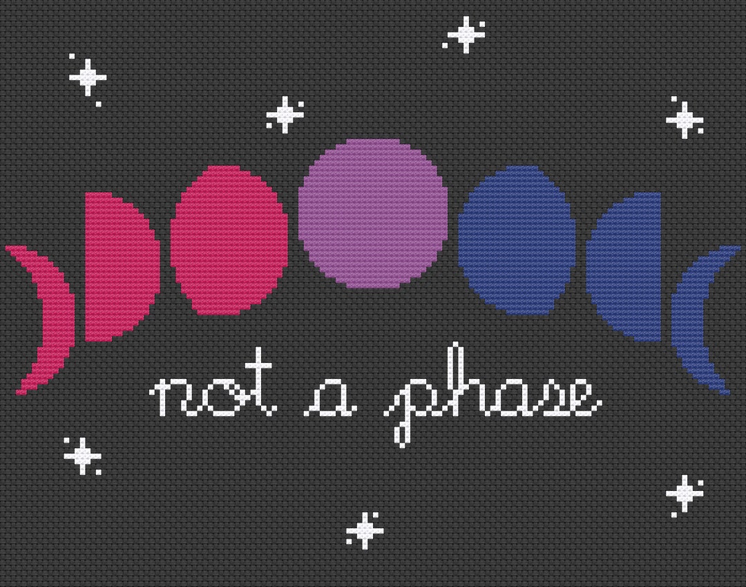 Bi Bisexual Flag Moon Phase It's Not a Phase Pride Cross Stitch Pattern ...