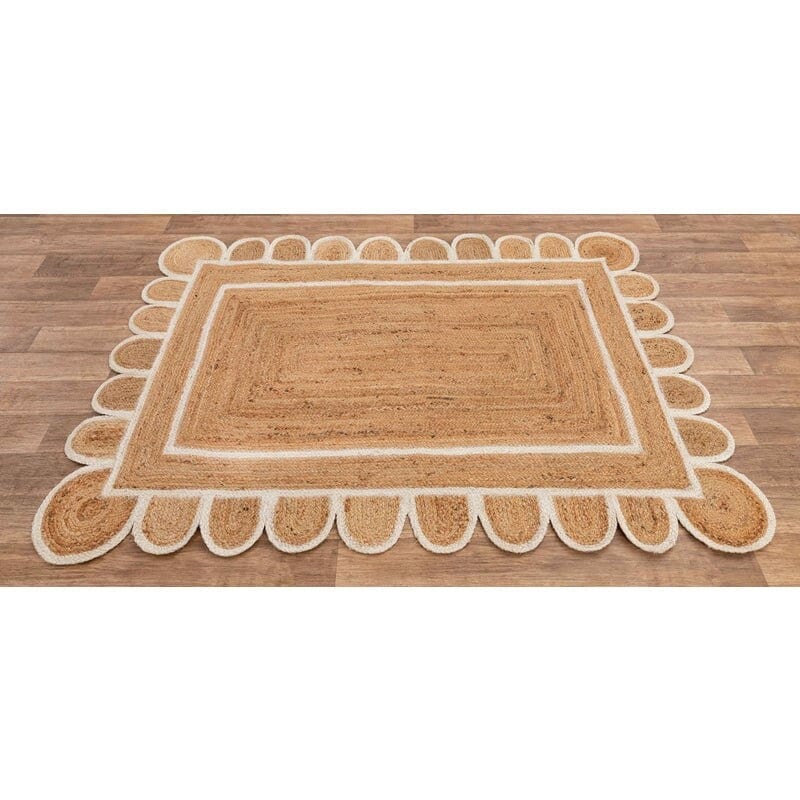 Scalloped Jute Rug White Border Jute Rugs Handmade Rugs - Etsy