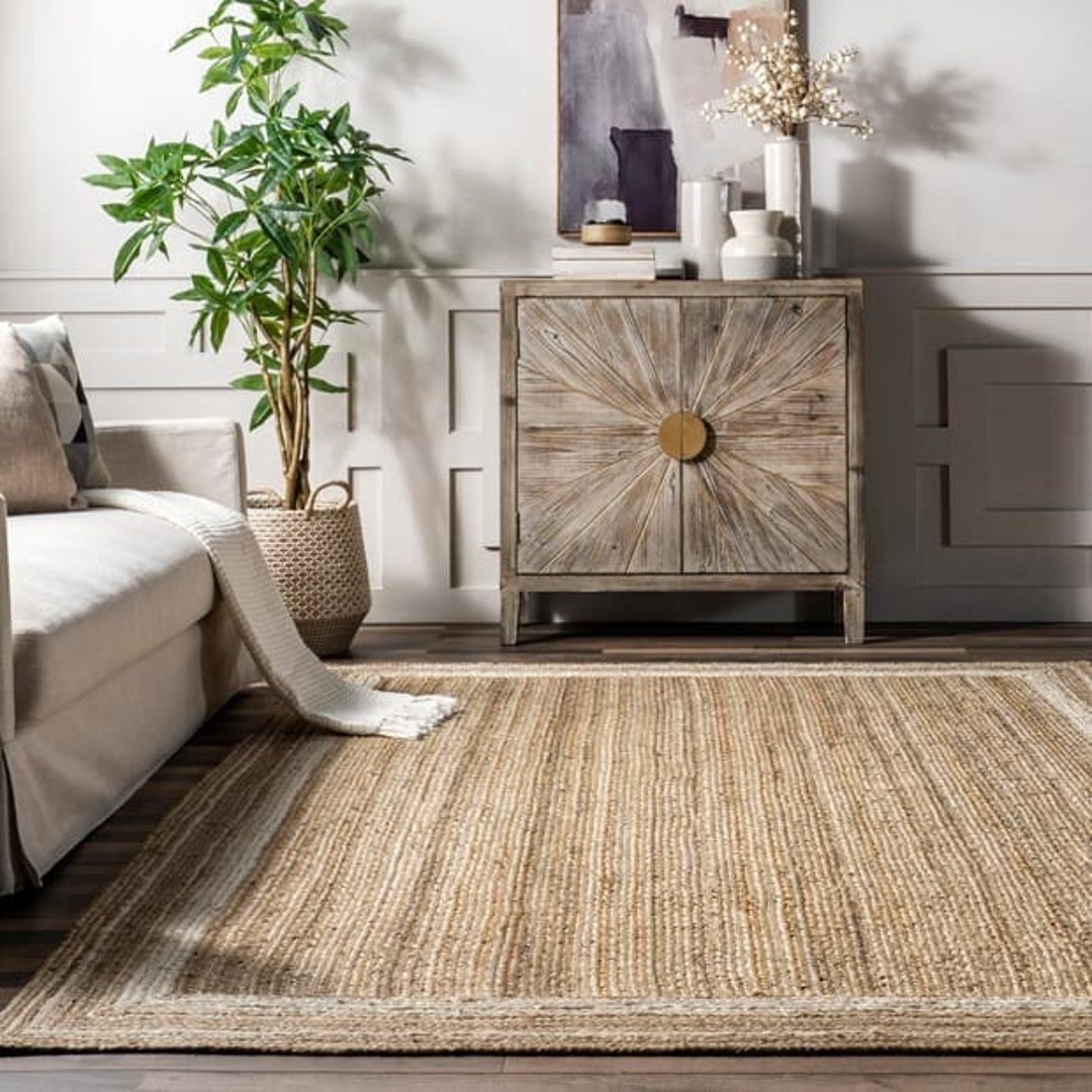 Natural Jute Rug Jute Braided Rug, Bohemian Jute Rug, Rectangular Jute ...