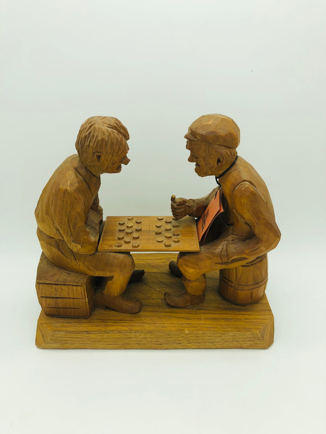 Caron Carving Vintage Sculpture Wood Checkers Game Folk Art - Etsy