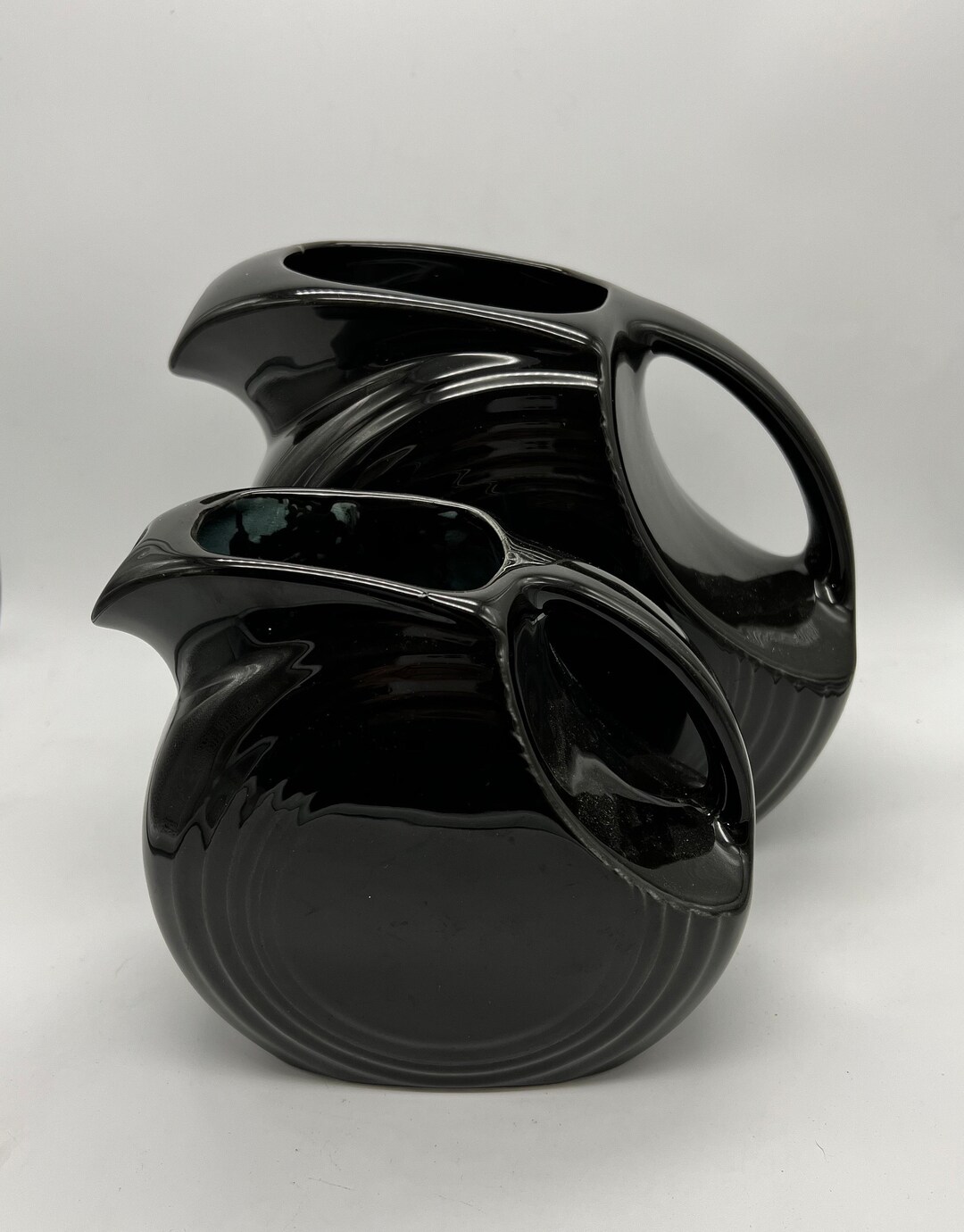 2 Vintage Black Fiestaware Pitchers Large and Small - Etsy