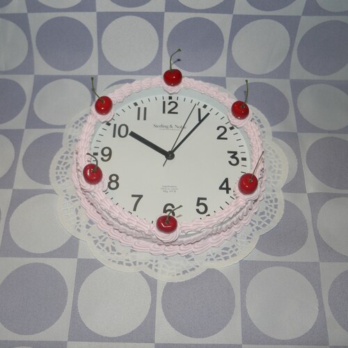 Vintage-style Blue White and Pink Fake Cake W/ Cherries - Etsy