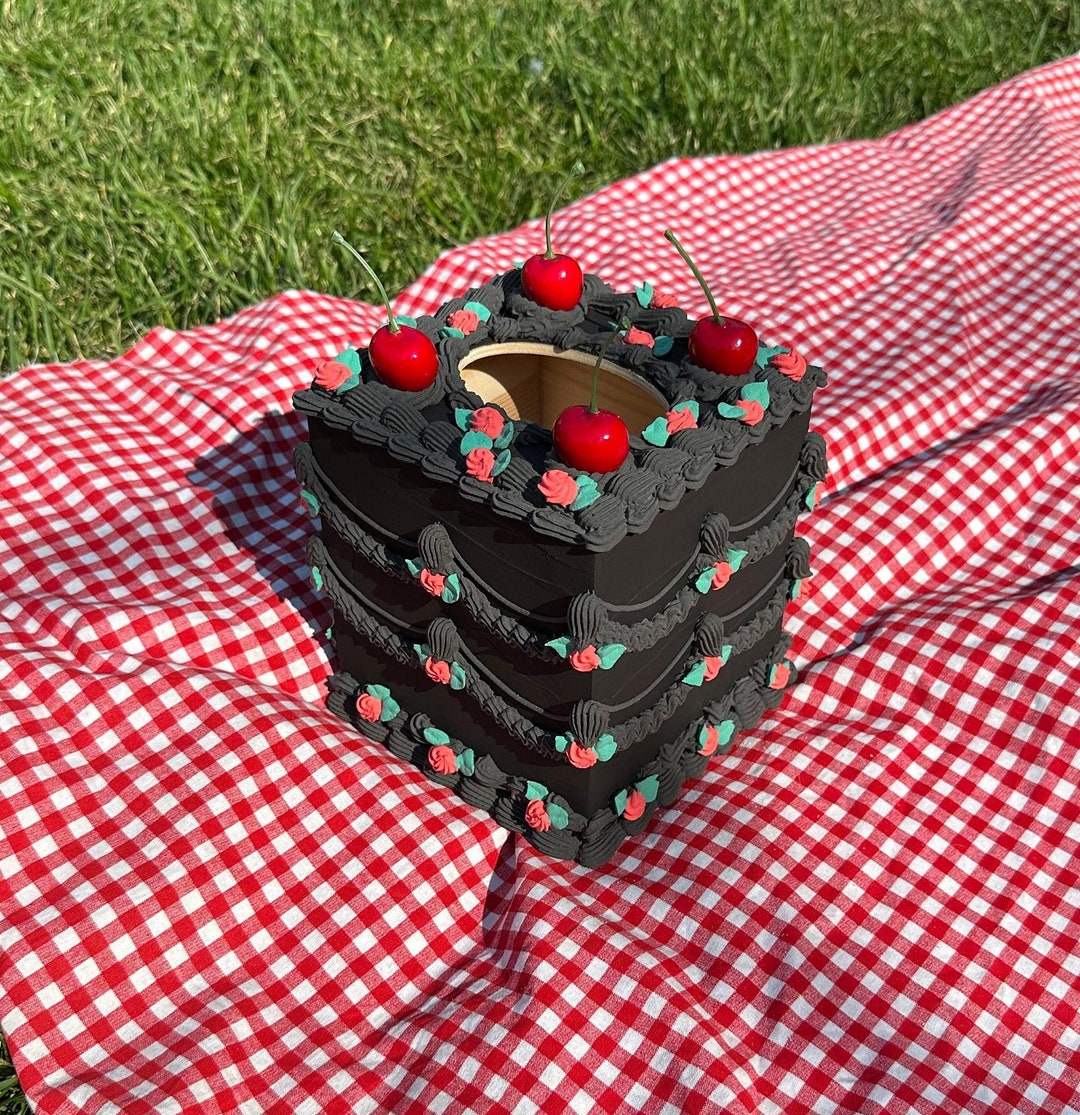 Vintage-style Halloween Goth Black Rose Tissue Box With Cherries ...