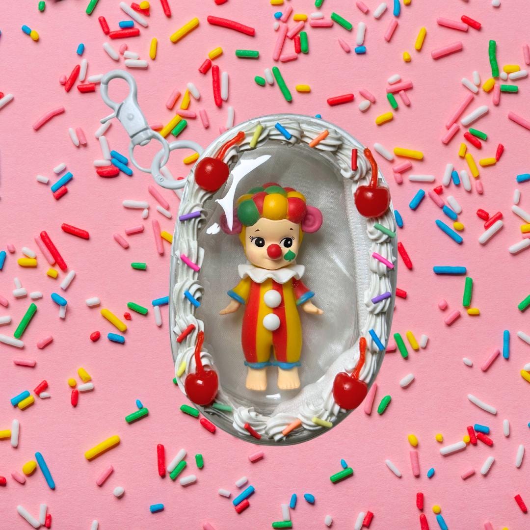 Kawaii Rainbow Sprinkle Cherry Clown Cake Baby Angel Clear Trinket ...
