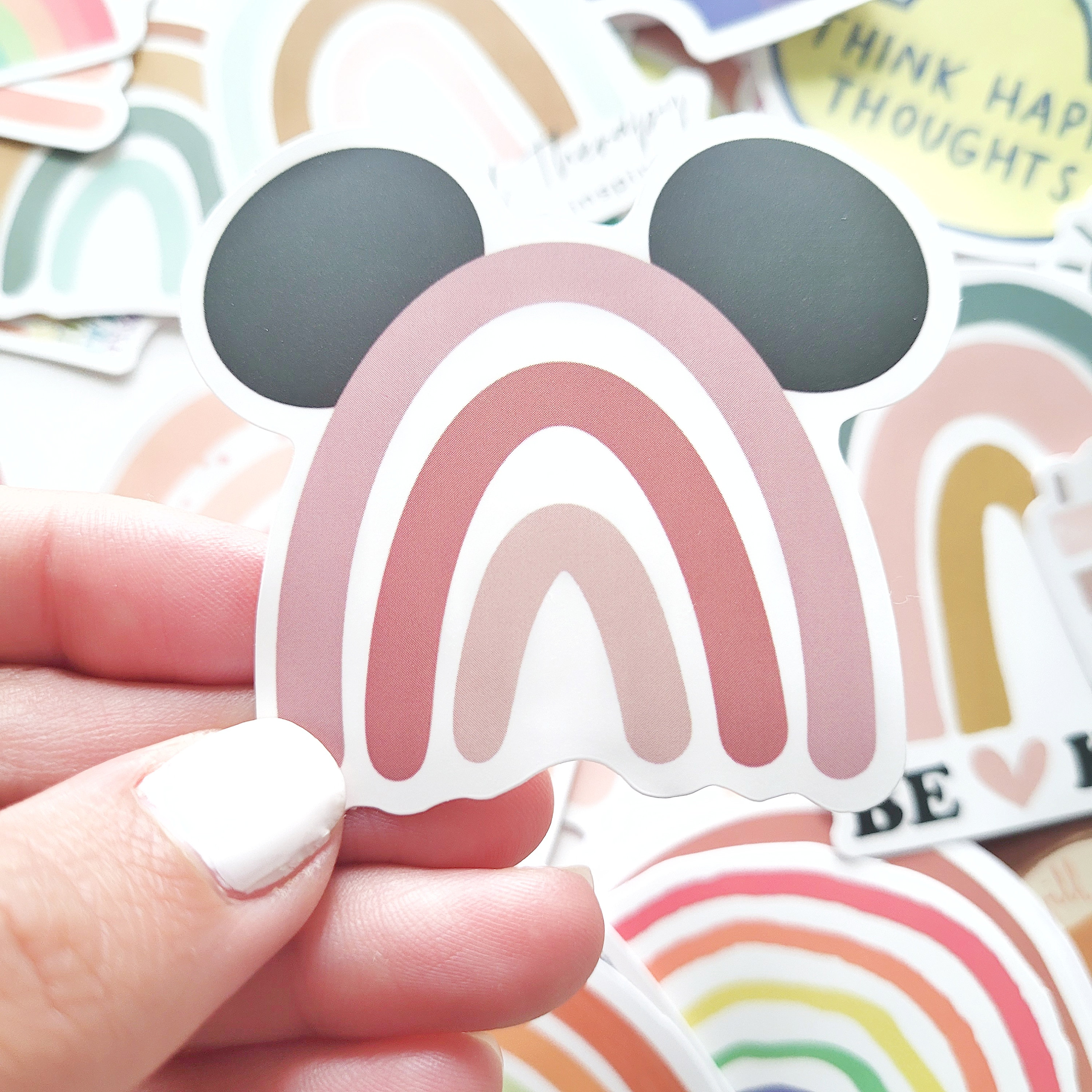 50 Rainbow Stickers, Pastel Waterproof Sticker, Boho Rainbow Print ...