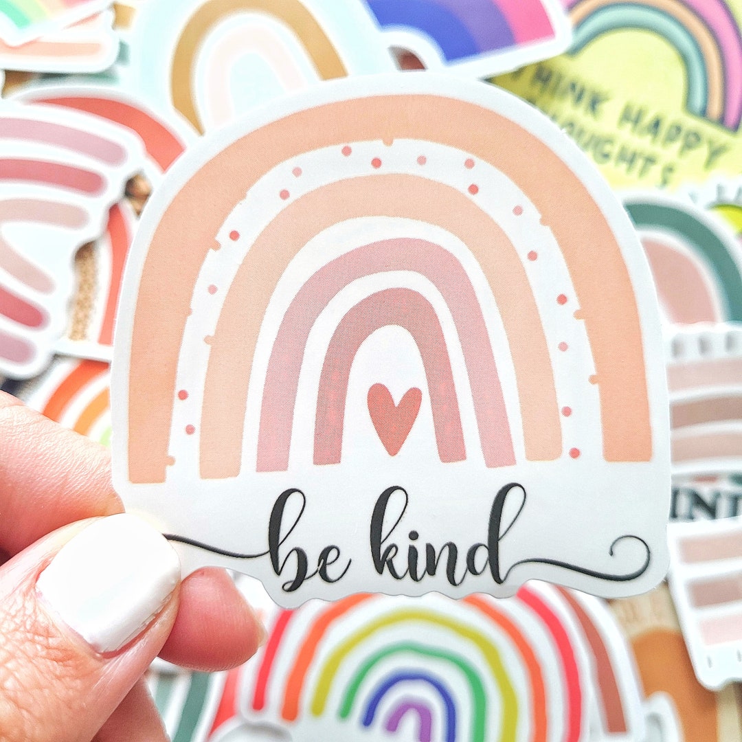 50 Rainbow Stickers, Pastel Waterproof Sticker, Boho Rainbow Print ...