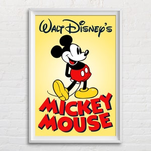 Mickey Mouse Poster, Classic Mickey Mouse Print, Walt Disney Animation ...