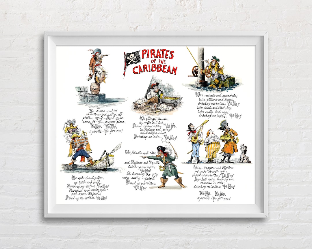 Pirates of the Caribbean Attraction Song Lyrics Poster Reproduction ...