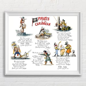 Pirates of the Caribbean Attraction Song Lyrics Poster Reproduction ...