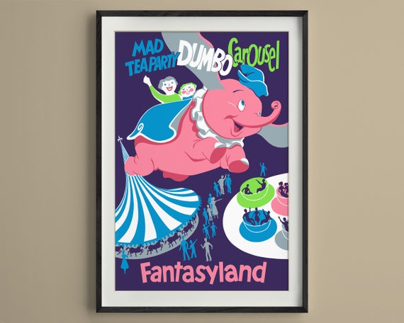 Dumbo Carousel Mad Tea Party Attraction Reproduction Fine Art | Etsy