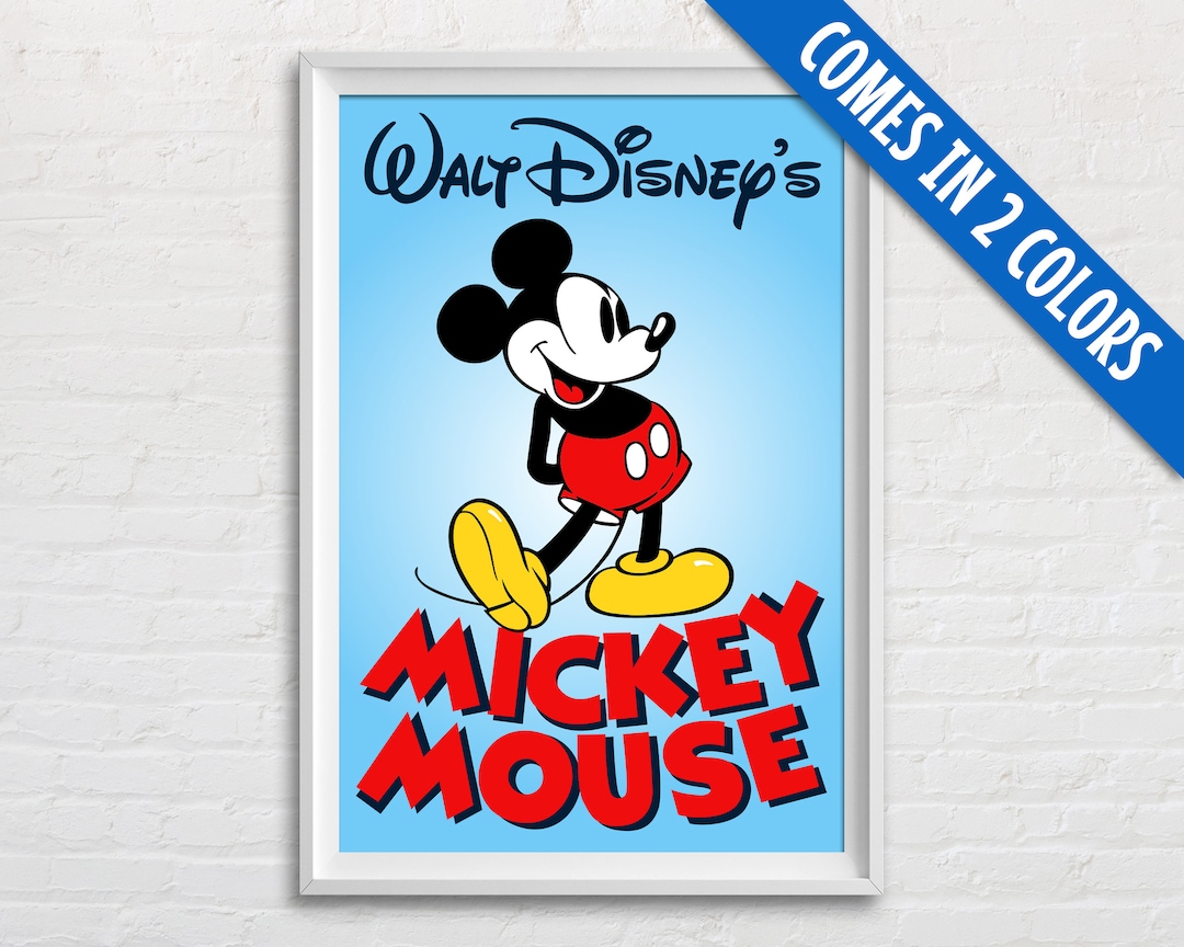 Mickey Mouse Poster, Classic Mickey Mouse Print, Walt Disney Animation ...