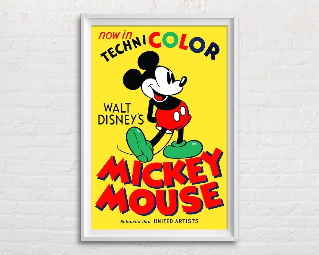 Mickey Mouse Technicolor Poster, Disney Movie Art, Walt Disney ...