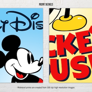 Mickey Mouse Poster, Classic Mickey Mouse Print, Walt Disney Animation ...