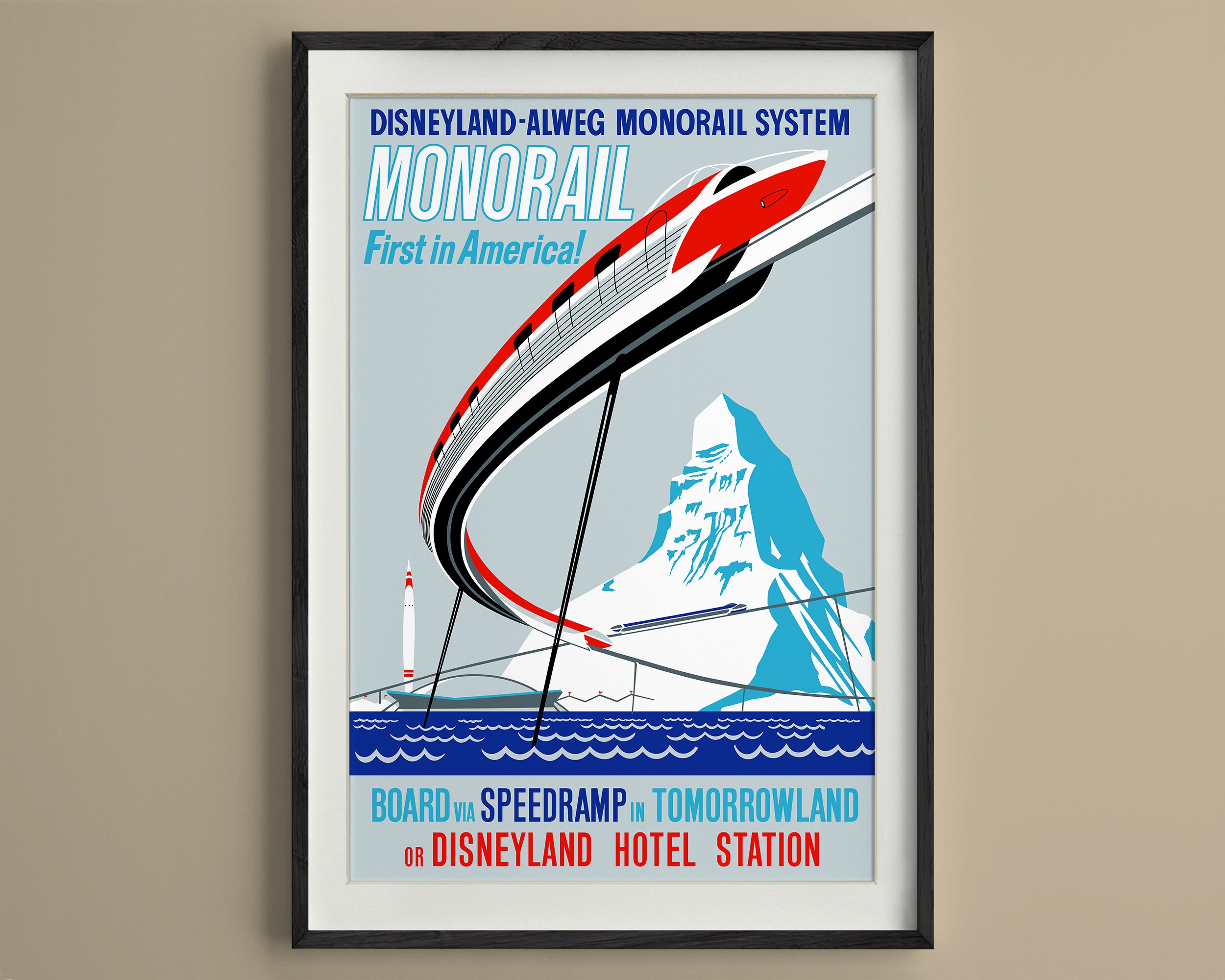 Monorail System Disneyland Poster Print With Matterhorn - Etsy
