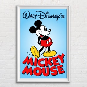 Mickey Mouse Poster, Classic Mickey Mouse Print, Walt Disney Animation ...