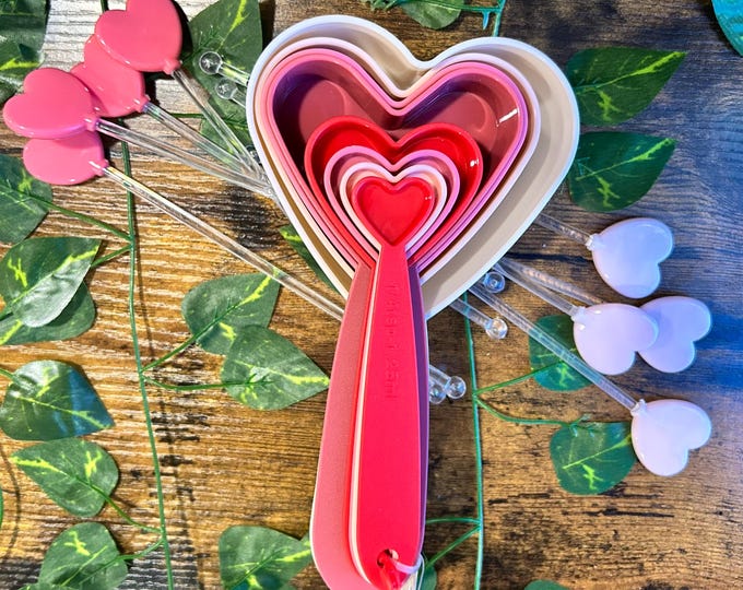 Plastic Hearts Measuring Spoons W/ Heart Drink Mixers - Etsy