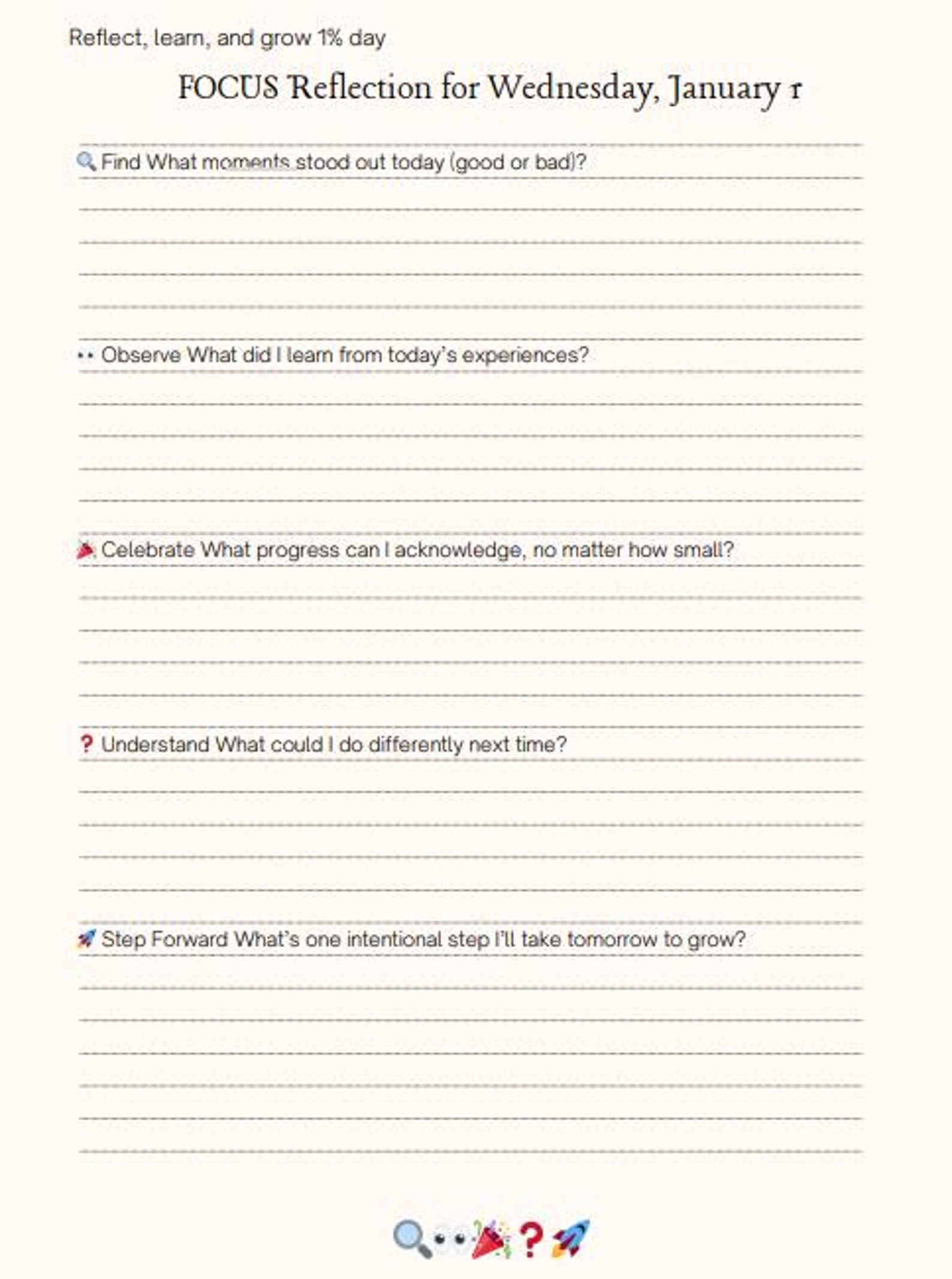 January FOCUS Reflection Journal - Etsy