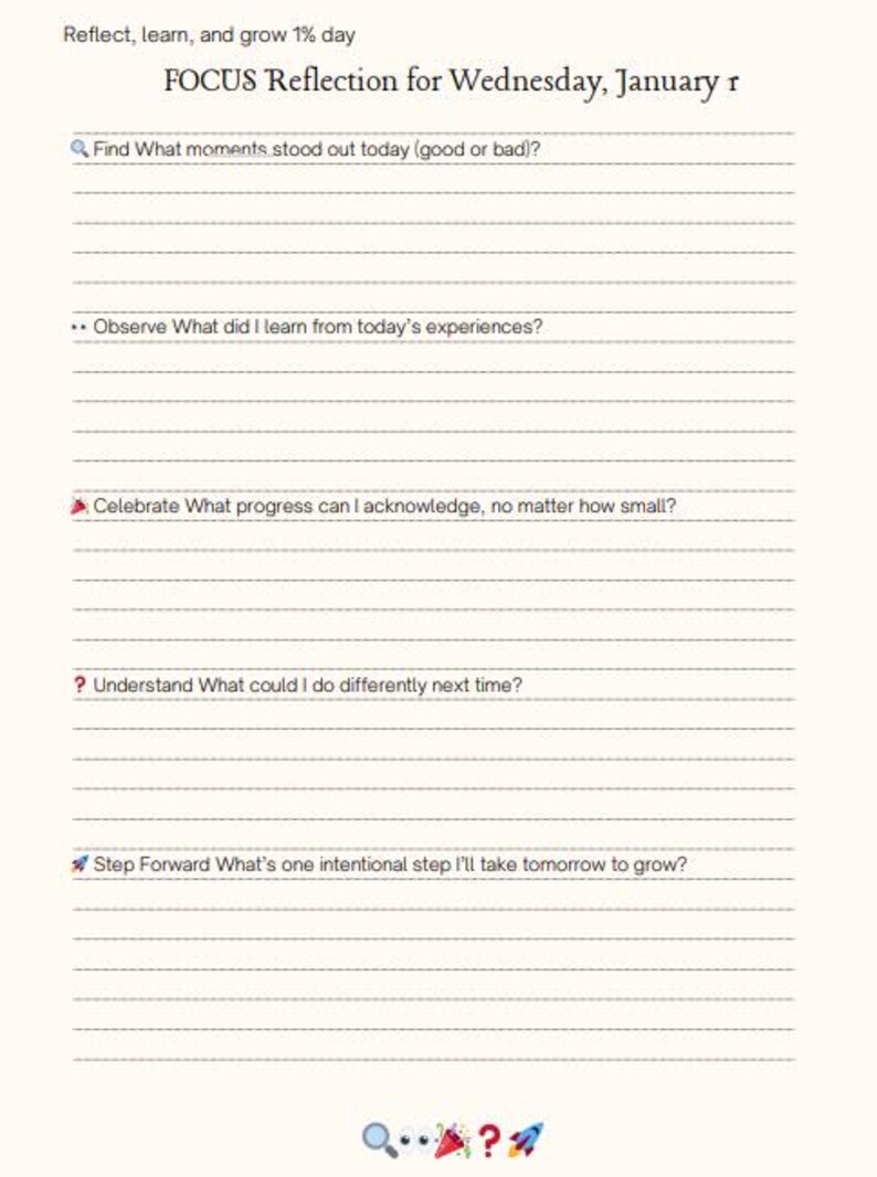 January FOCUS Reflection Journal - Etsy