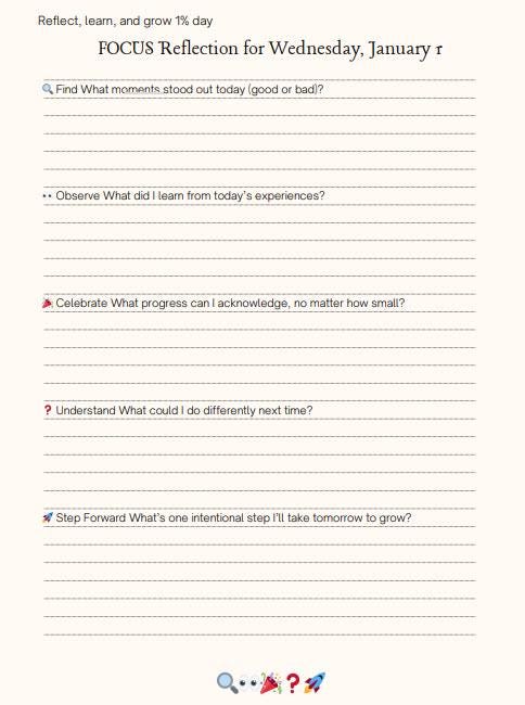 January FOCUS Reflection Journal - Etsy