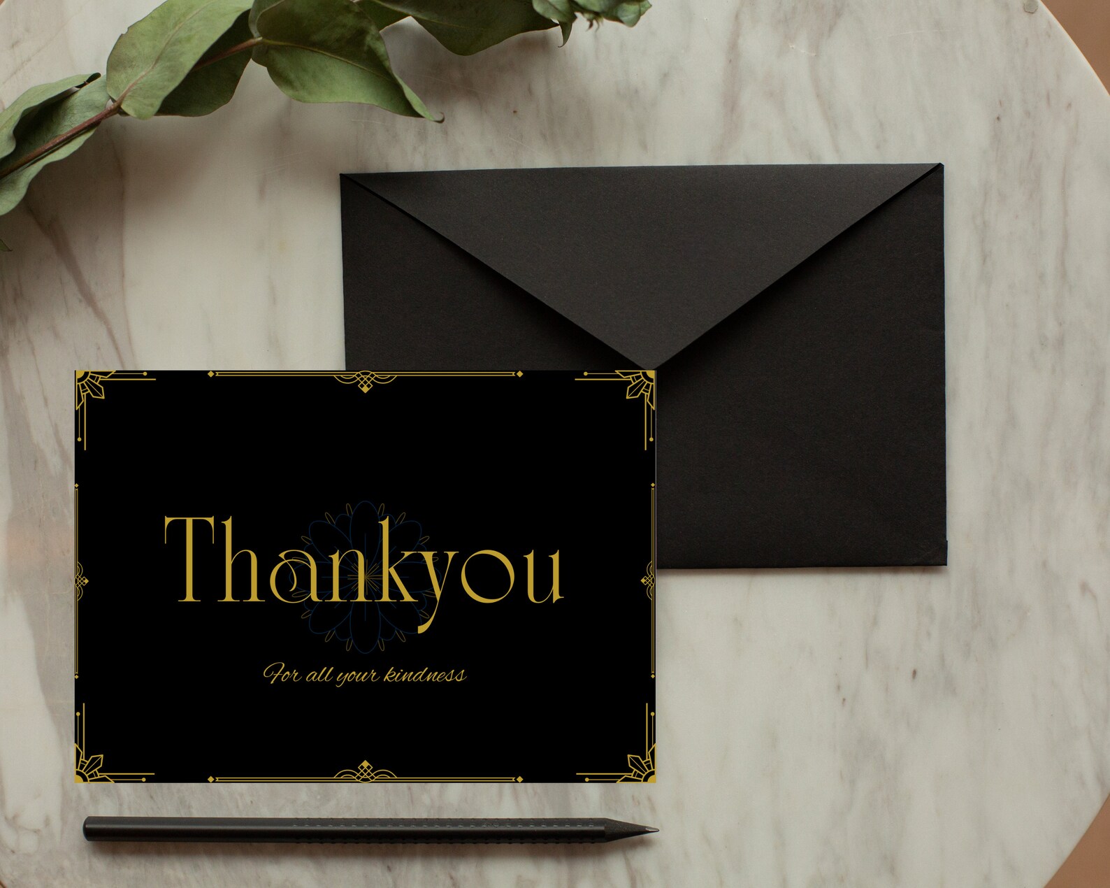 Black Gold Thank You Card, Printable Thank You for Your Kindness ...