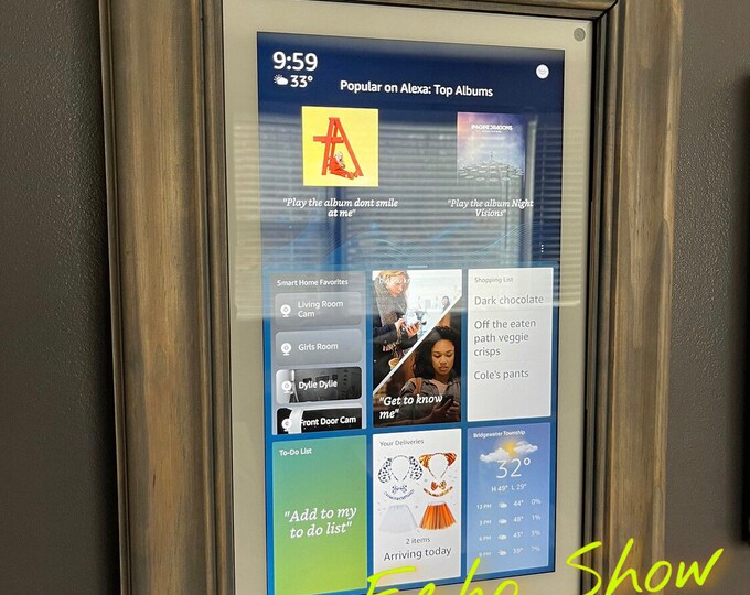 Modern Stained Wood Flat Screen TV Frame, Wooden Aesthetic Home Décor ...