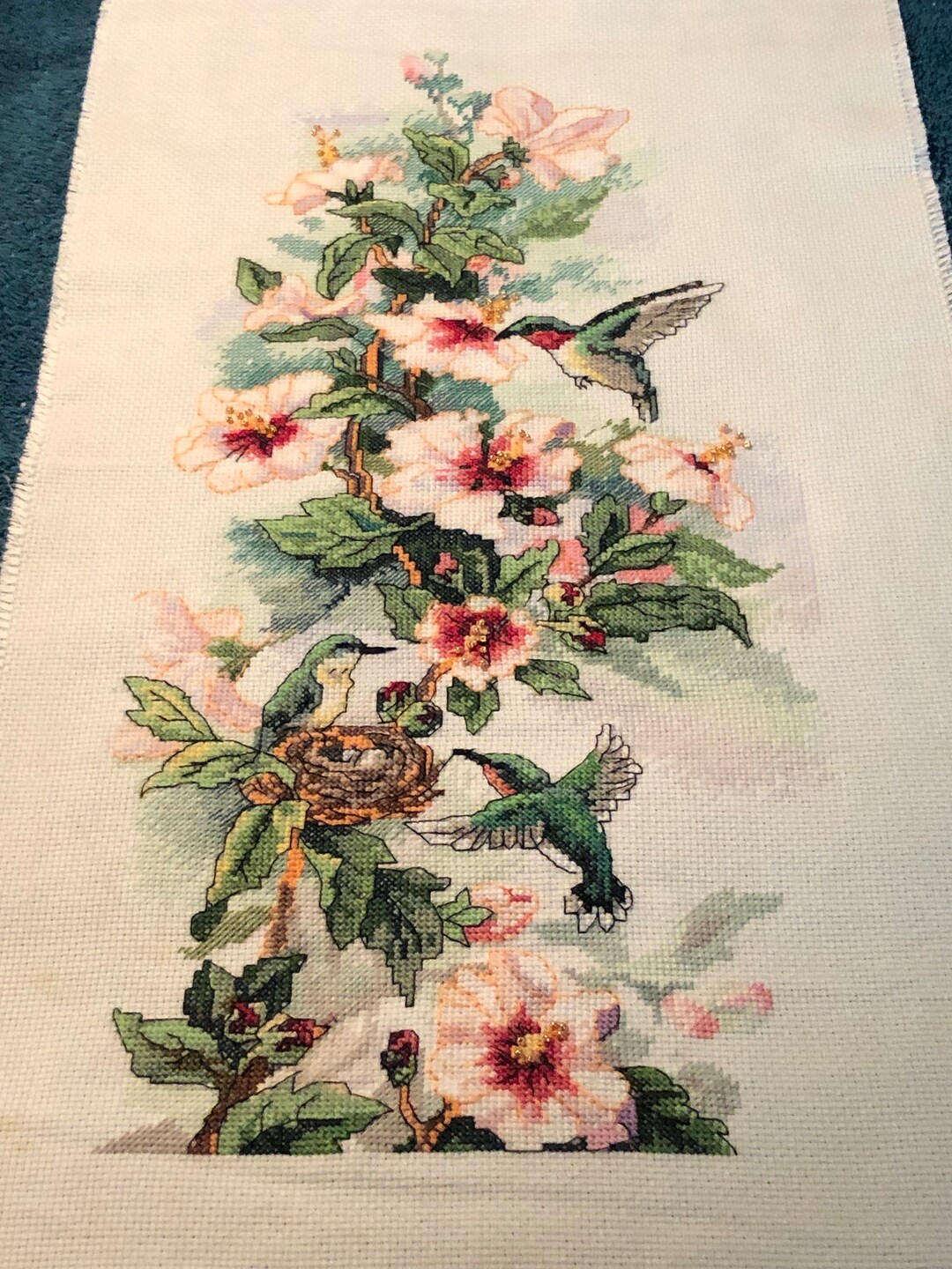 Hummingbirds and Nest Completed Cross Stitch - Etsy