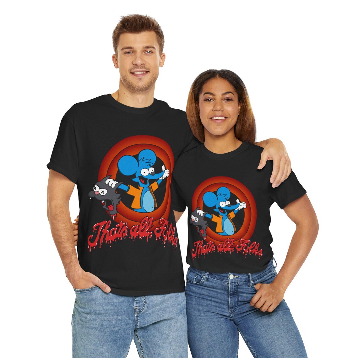 Funny Rat and Mouse Itchy and Scratchy Classic Cartoon Retro Tshirt ...