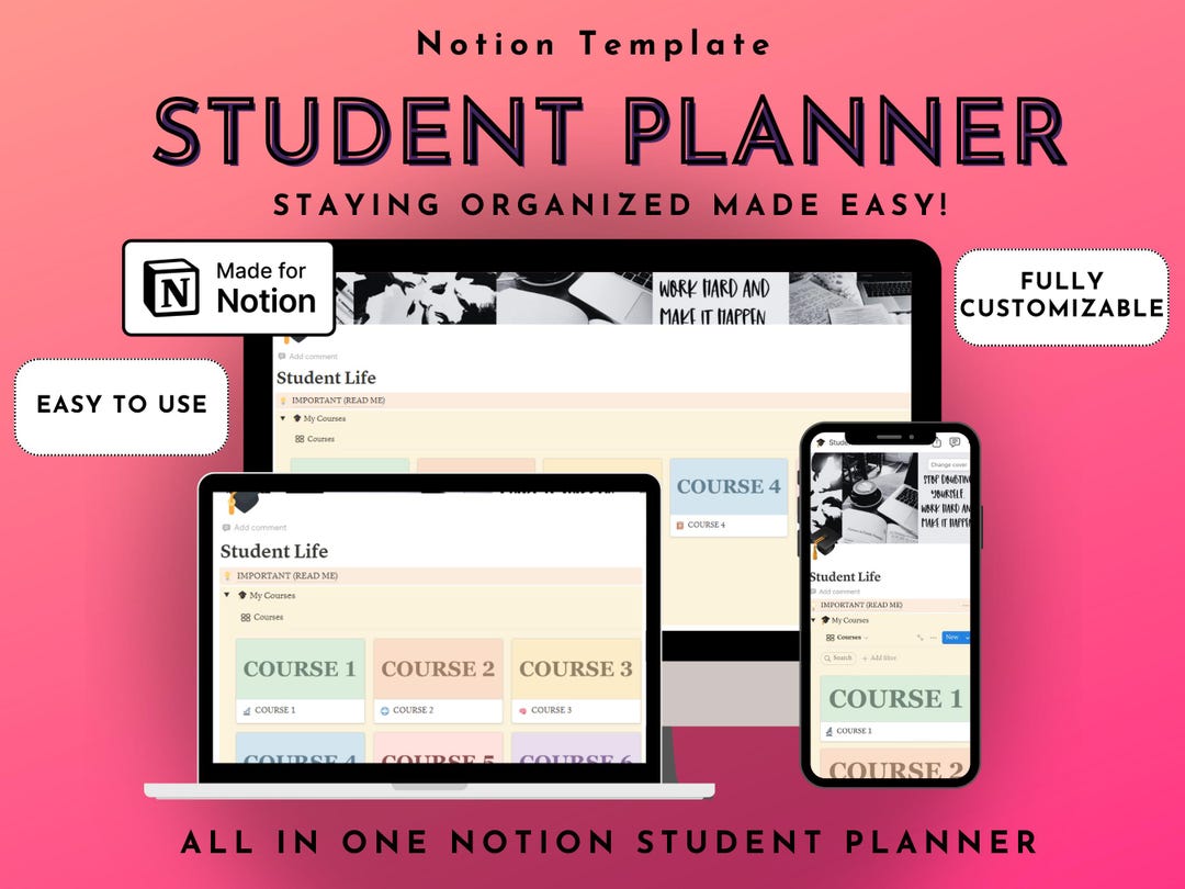 Notion Template Student Planner Academic Planner School Planner Notion ...