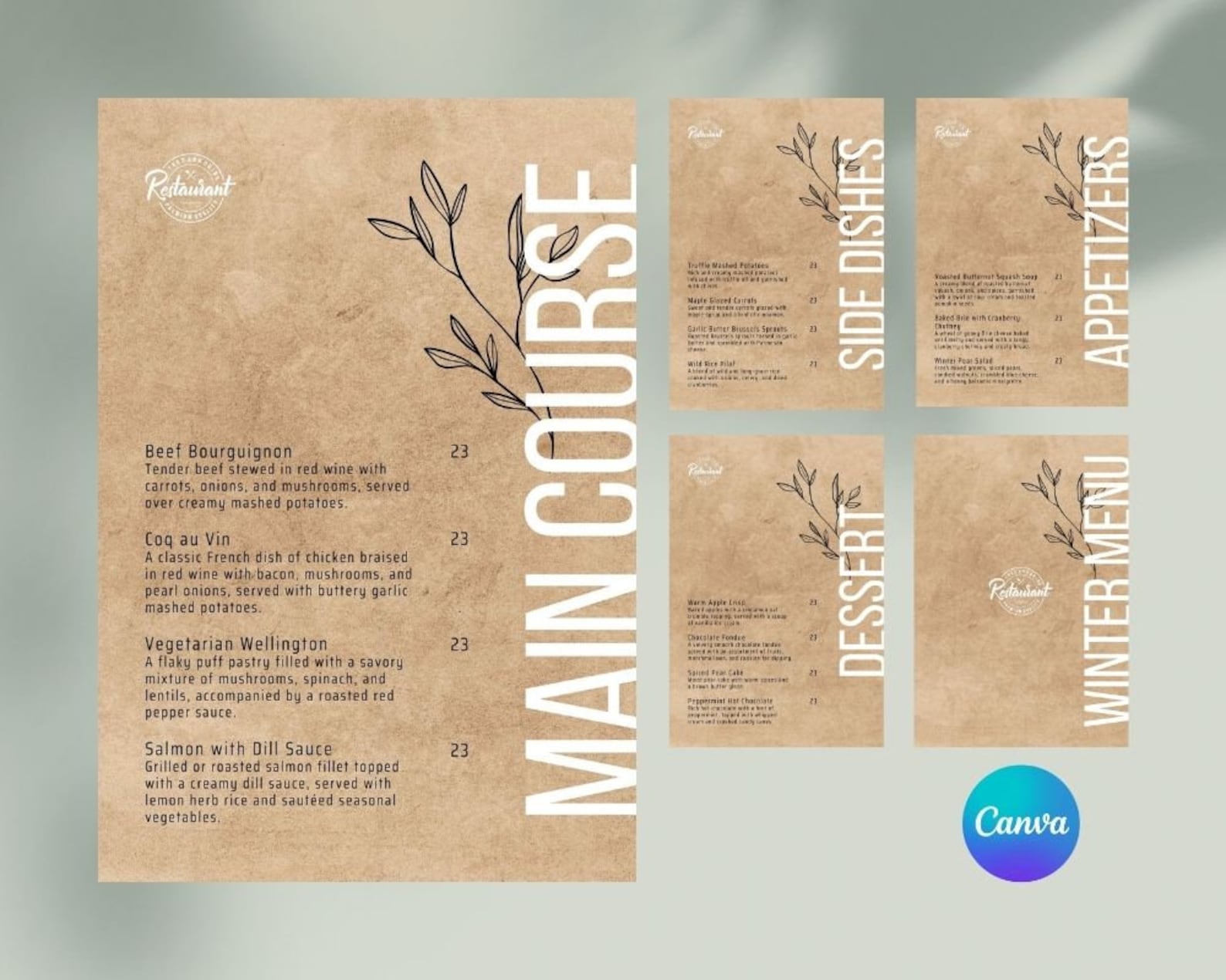 Minimalist Restaurant Menu Canva Template, Editable Instant Download - Etsy
