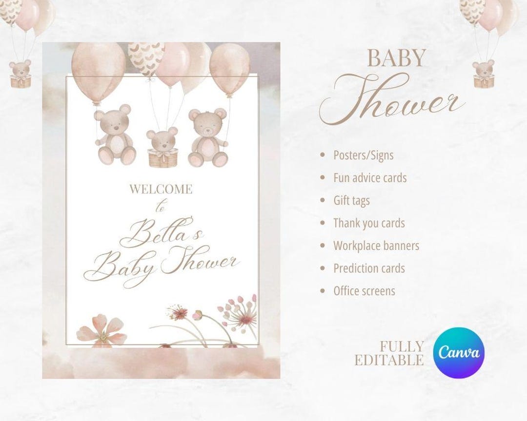 Editable Bear Baby Shower Template Set (digital Download) - Etsy