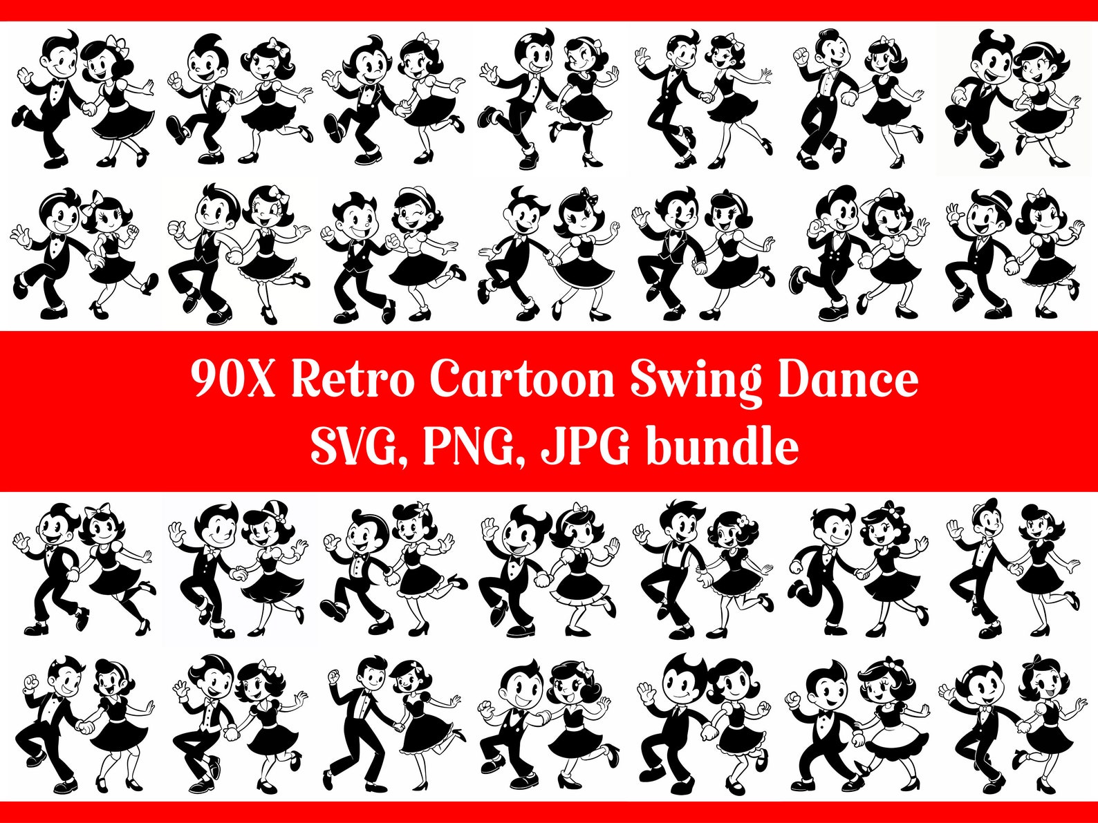90 Swing Dance SVG Bundle, Swing Dance Dxf, Swing Dance Png, Swing ...