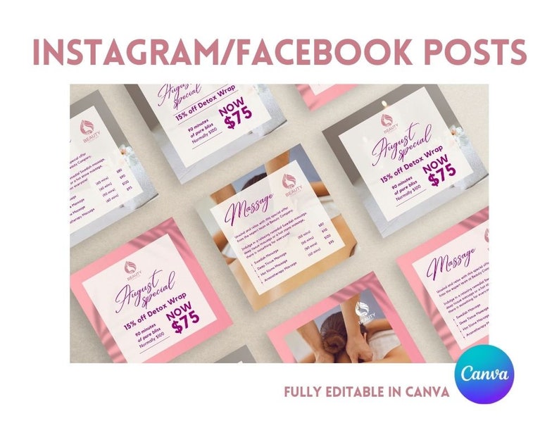 Beauty Salon Price List Template, Scan to Pay, Social Media Posts ...