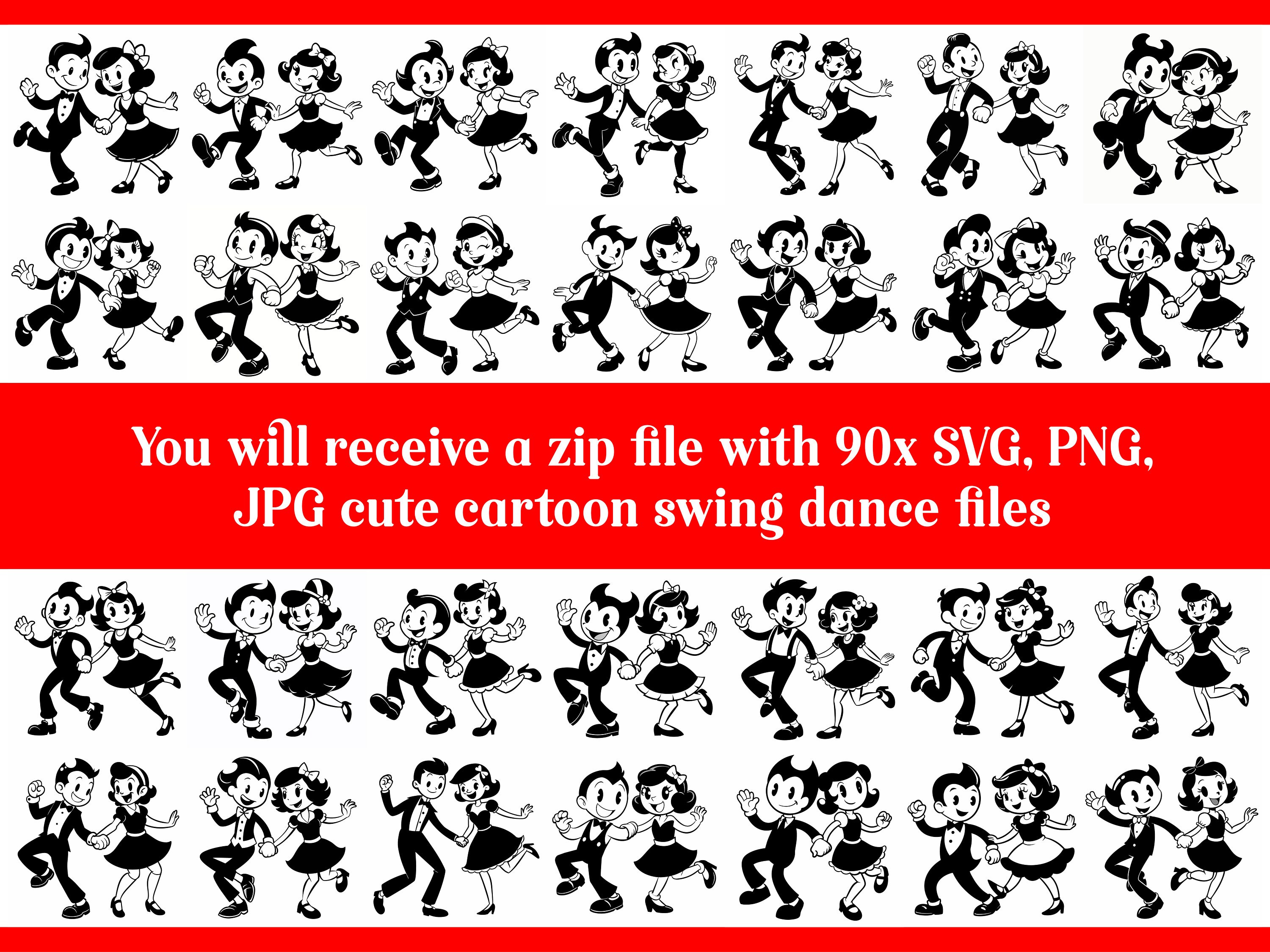 90 Swing Dance SVG Bundle, Swing Dance Dxf, Swing Dance Png, Swing ...