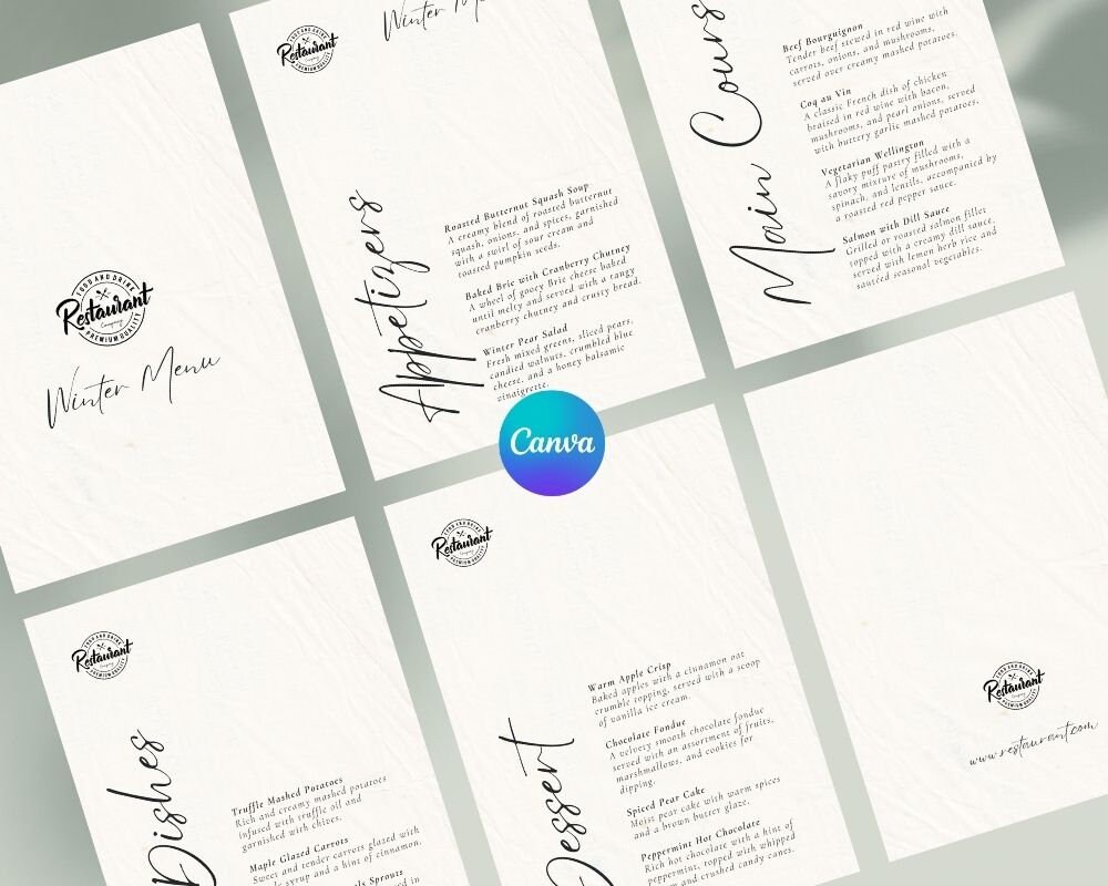 Gorgeous Simple Menu Template for Luxury Restaurant, Editable Template ...