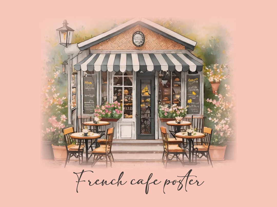 Printable | French Cafe Poster | Dreamy Watercolour-style | Sweet ...